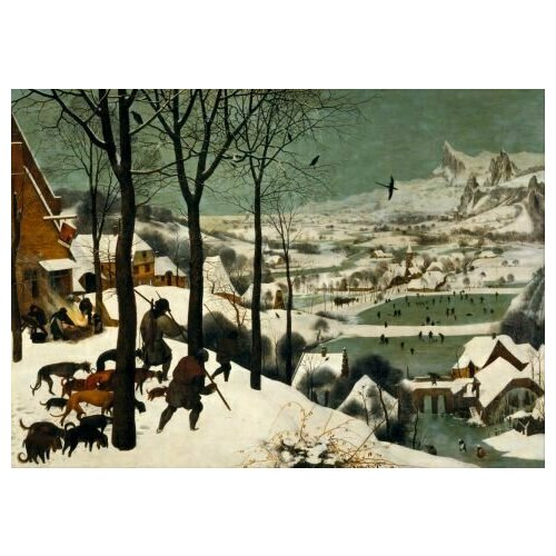 Плакат, постер на холсте The Hunters in the Snow (1565)-Охотники на снегу. Размер 42 х 60 см