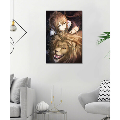 Картина - Лев, лев арт, лев царь зверей, лев аниме (31) 60х80