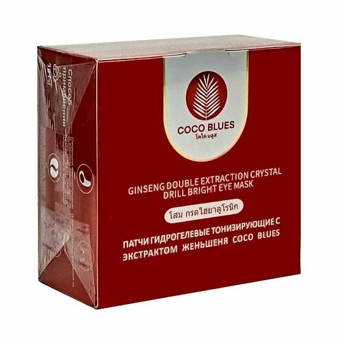 Патчи для кожи вокруг глаз Coco Blues, гидрогелевые, тонизирующие, с экстрактом женьшеня и растительными экстрактами, 60 шт в упаковке.