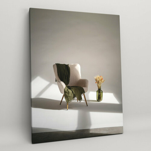 Картина на холсте (интерьерный постер) "Интерьер минимализм", с деревянным подрамником, размер 45x60 см