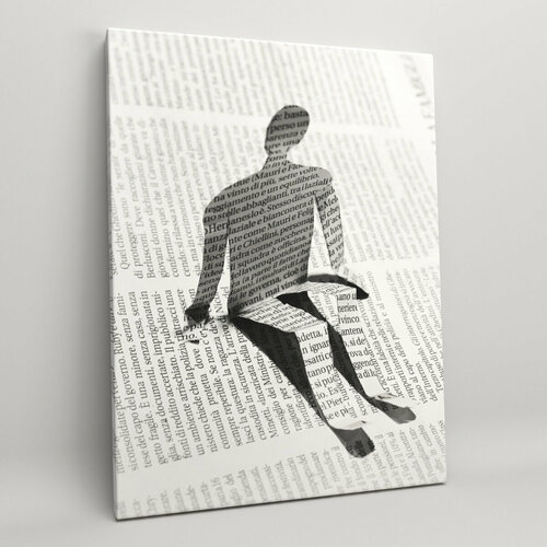 Картина на холсте (интерьерный постер) "Бумажный человечек" арт, с деревянным подрамником, размер 45x60 см