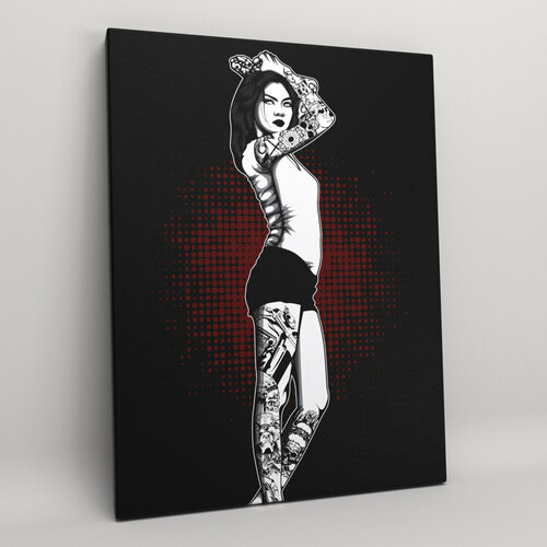 Картина на холсте (интерьерный постер) "Готическая девушка №11" арт, с деревянным подрамником, размер 45x60 см