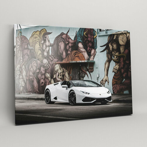 Картина на холсте (интерьерный постер) "Ламборджини Хуракан" машины и автомобили, с деревянным подрамником, размер 40x30 см