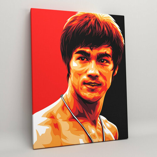 Картина на холсте (интерьерный постер) "Брюс Ли" в стиле поп арт, с деревянным подрамником, размер 45x60 см