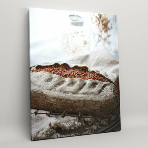 Картина на холсте (интерьерный постер) "Ржаной хлеб - выпечка", с деревянным подрамником, размер 30x40 см