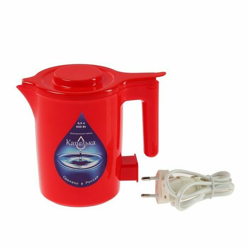 Чайник электрический "Капелька", пластик, 0.5 л, 600 Вт, красный (комплект из 3 шт)