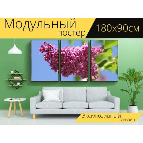 Модульный постер "Цветы, сирень, завод" 180 x 90 см. для интерьера