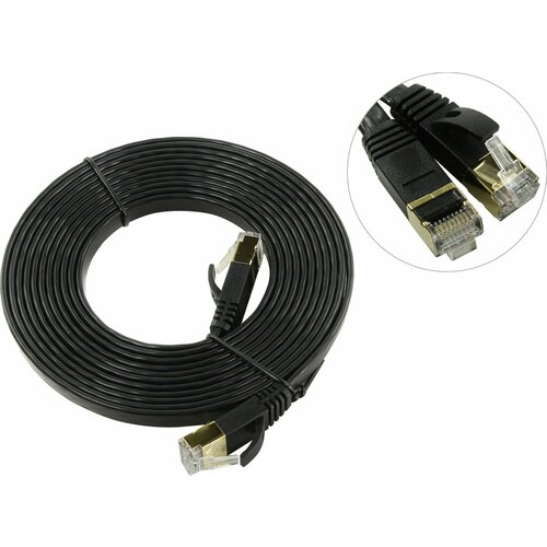 Интернет кабель, плоский - 5м (Патч корд Cat 7 F/FTP RJ45-RJ45)