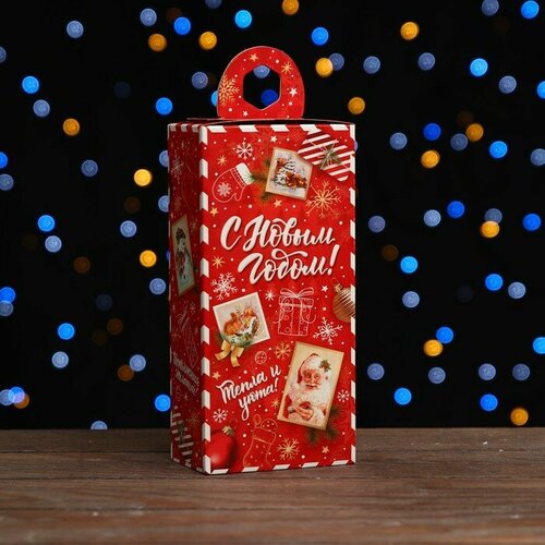Коробка подарочная складная Новогодица красный 10 х 6 х 21 см 10 шт