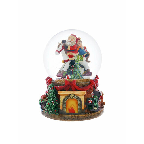 Фигурка новогодняя в стеклянном шаре "Санта", 12х11,5х14,5 см