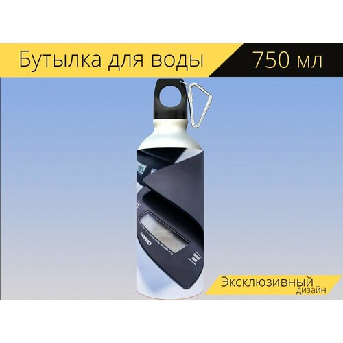 Бутылка фляга для воды "Весы, hario, v" 750 мл. с карабином и принтом
