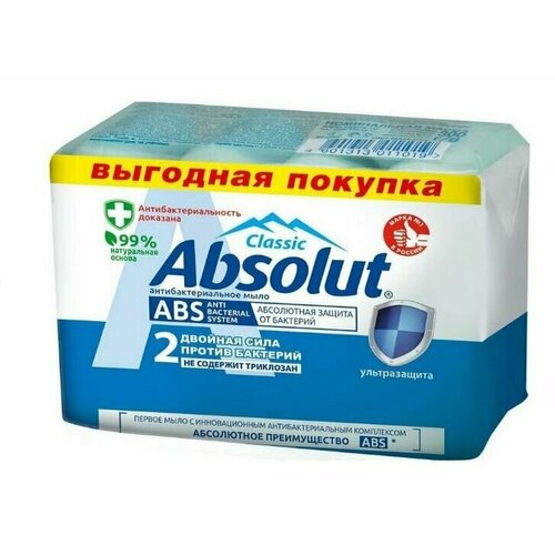 Absolut Туалетное мыло Абсолют ABS Ультра защита, 4 х 75 г