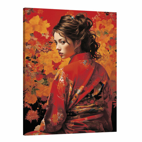 Интерьерная картина 50х70 "Традиционные кимоно: красота Японии"