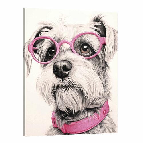 Интерьерная картина 50х70 "Пес в розовых очках"