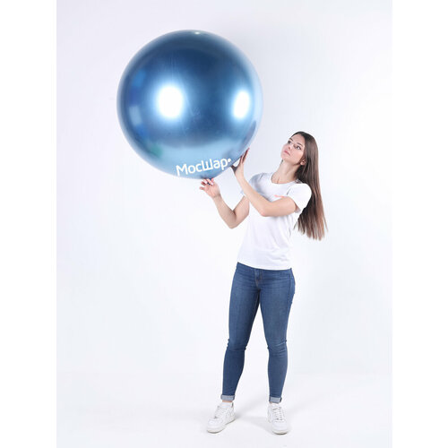 Синий большой воздушный шар хром, мосшар, плотный латексный шарик гигант 90см