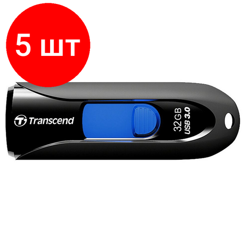 Комплект 5 штук, Флеш-память Transcend JetFlash 790, 32Gb, USB 3.1 G1, ч/син, TS32GJF790K