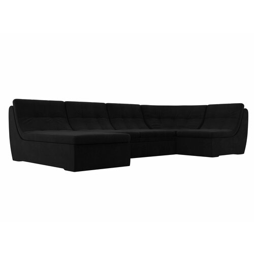 П-образный модульный диван Холидей, Микровельвет черный