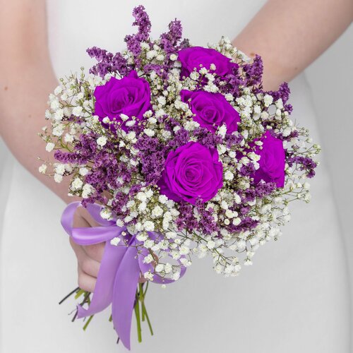 Букет "Бело-Фиолетовый" сухоцвет