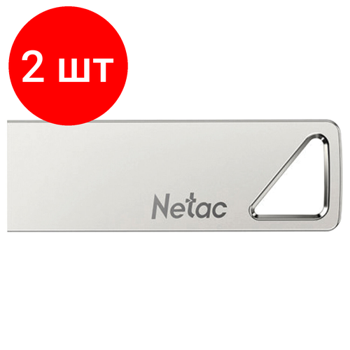 Комплект 2 шт, Флеш-диск 16GB NETAC U326, USB 2.0, металлический корпус, серебристый, NT03U326N-016G-20PN