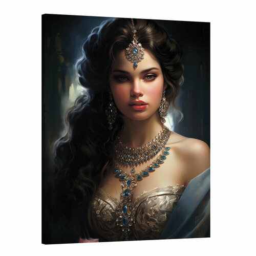 Интерьерная картина 50х70 "Принцесса с роскошными украшениями"