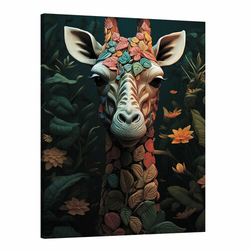 Интерьерная картина 50х70 "Жираф в непроходимой джунгли"