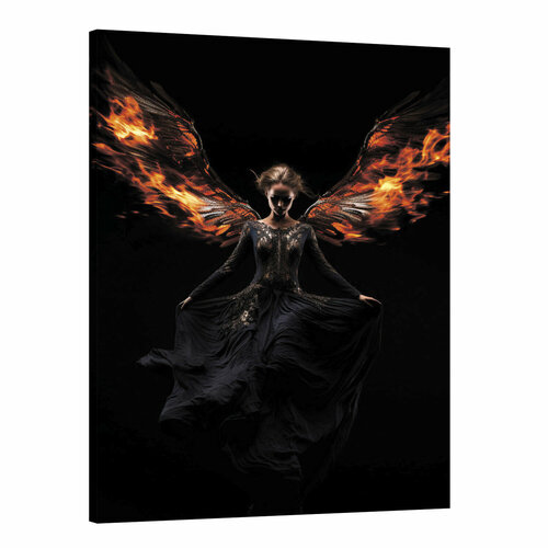 Интерьерная картина 50х70 "Ангел с огненными крыльями"