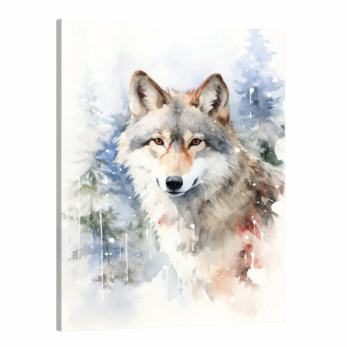 Интерьерная картина 50х70 "Волки и снег"