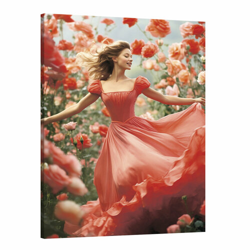 Интерьерная картина 50х70 "Розы в танце"