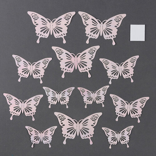 Страна Карнавалия Набор для украшения «Бабочки», набор 12 шт, цвет перламутровый белый