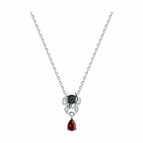 Колье Diamant online, серебро, 925 проба, гранат, фианит, длина 40 см., красный