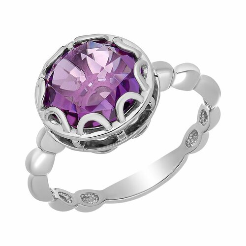 Перстень UVI Ювелирочка, серебро, 925 проба, родирование, размер 19, серебряный, фиолетовый
