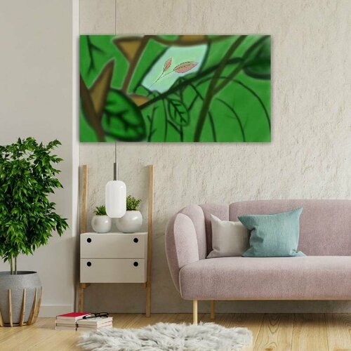 Картина на холсте 60x110 LinxOne "Природа, листы, от руки" интерьерная для дома / на стену / на кухню / с подрамником