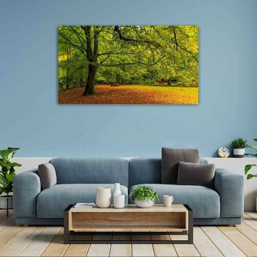 Картина на холсте 60x110 LinxOne "Осенний парк" интерьерная для дома / на стену / на кухню / с подрамником