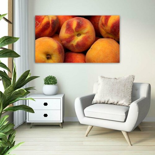 Картина на холсте 60x110 LinxOne "Персики, мохнатые, фрукты" интерьерная для дома / на стену / на кухню / с подрамником
