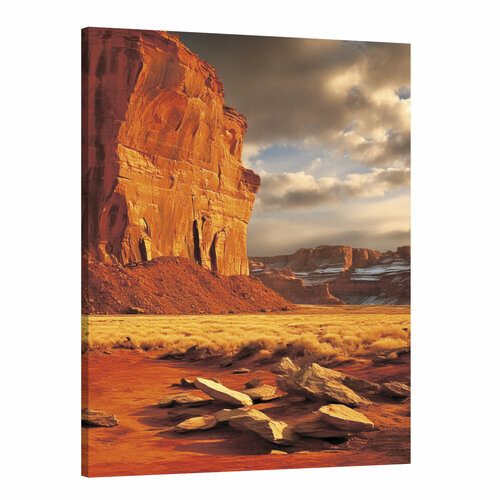 Интерьерная картина 50х70 "Пейзаж с пустыней и каменными скалами"