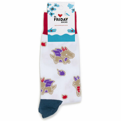 Носки St. Friday Новогодние носки, размер 34-37, фиолетовый, белый, бежевый