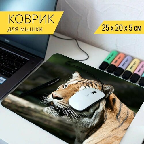 Коврик для мыши с принтом "Глубже, большой кот, кот" 25x20см.