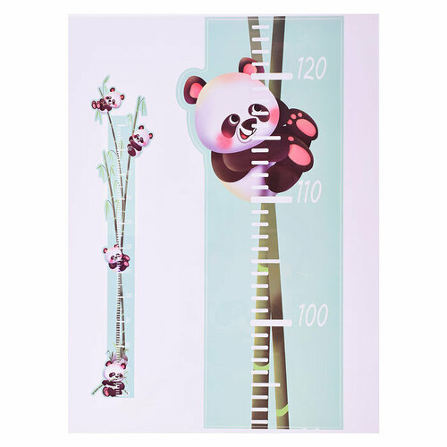 Интерьерная наклейка ростомер "Panda" 50x70 см, ПВХ, в пластиковом пакете с блистерным подв