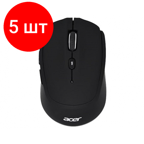 Комплект 5 штук, Мышь компьютерная Acer OMR050, черный