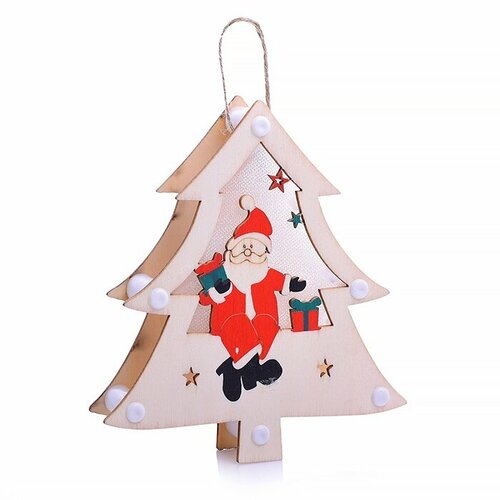 Новогоднее украшение Снеговичок "Дедушка Мороз" 17,7х13,5 см, со светом, в пакете (S1072)