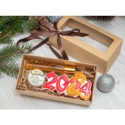 Подарочный набор №24 ChocoLatte (мыло новогоднее 2024, маслице для кутикулы и воск для ногтей)