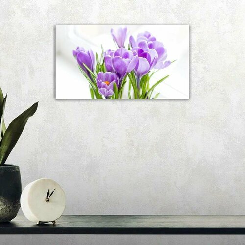 Картина на холсте 60x110 LinxOne "Нежный весна букет крокусы" интерьерная для дома / на стену / на кухню / с подрамником