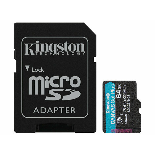 Карта памяти 64Gb - Kingston Canvas Go! Micro Secure Digital HC Class10 UHS-I Canvas Select + SD Adapter SDCG3/64GB с переходником под