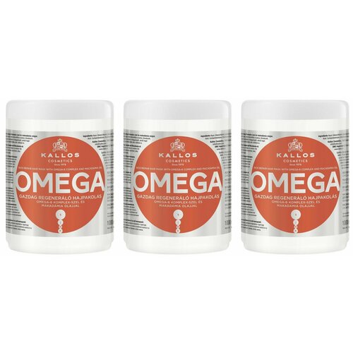 Kallos Cosmetics Маска для волос Восстанавливающая, с комплексом Omega-3 и маслом макадамии, 1000 мл, 3 шт