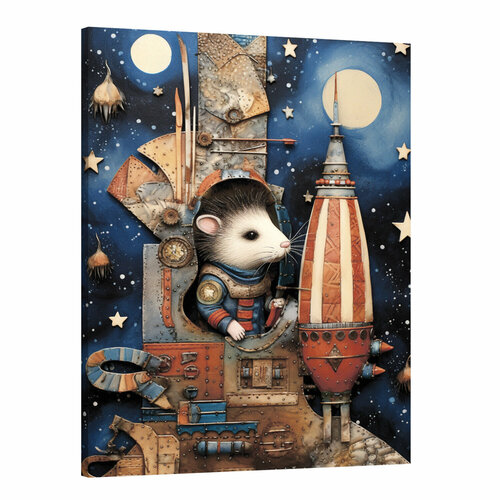 Интерьерная картина 50х70 "Ежик в космическом корабле"