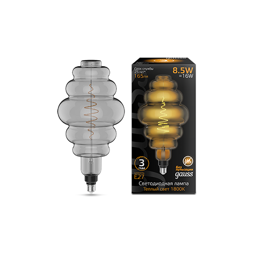 Gauss Лампа Filament Honeycomb 8.5W 165lm 1800К Е27 gray LED 161802005 (7 шт.)