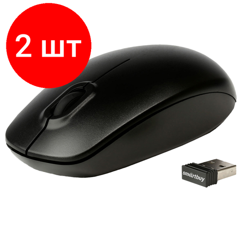 Комплект 2 шт, Мышь беспроводная Smartbuy ONE 300AG-K, USB, черная, 2btn+Roll
