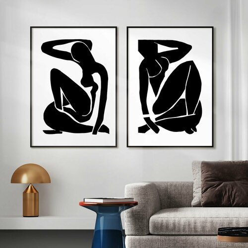 Постер 2 шт 50х70 без рамки "Матисс репродукция черная женщина" набор картин для интерьера