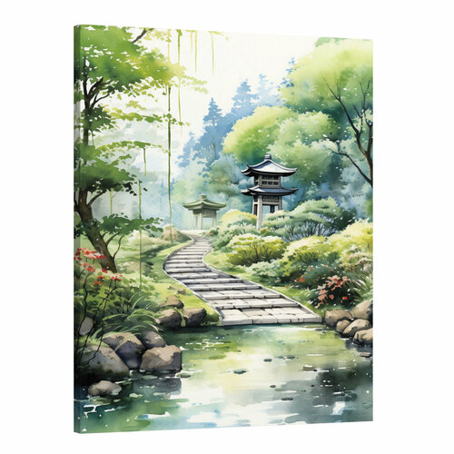 Интерьерная картина 50х70 "Зен-сад: гармония и внутренний покой"