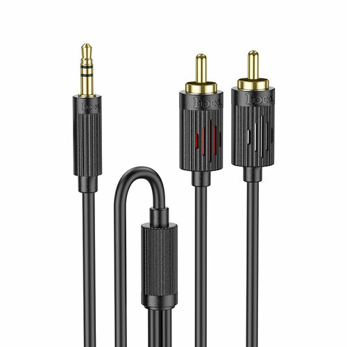 Переходник HOCO UPA28 тюльпан с 2RCA на Jack 3.5mm - 1.5 метра, черный